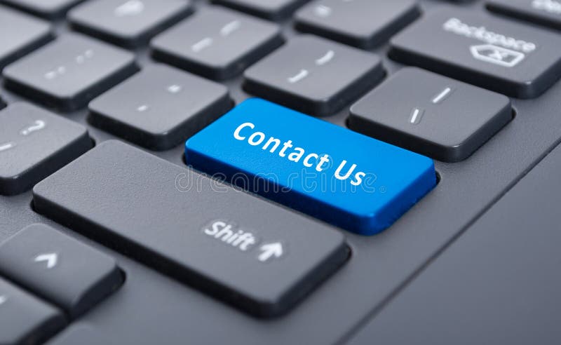 Blue Contact Us Button on Black Keyboard Concept Stock Image - Image of ...