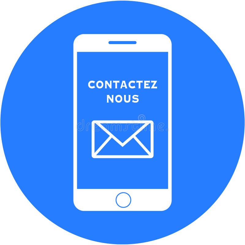 Blue Contact Us Design in a Flat Round Button Stock Illustration ...
