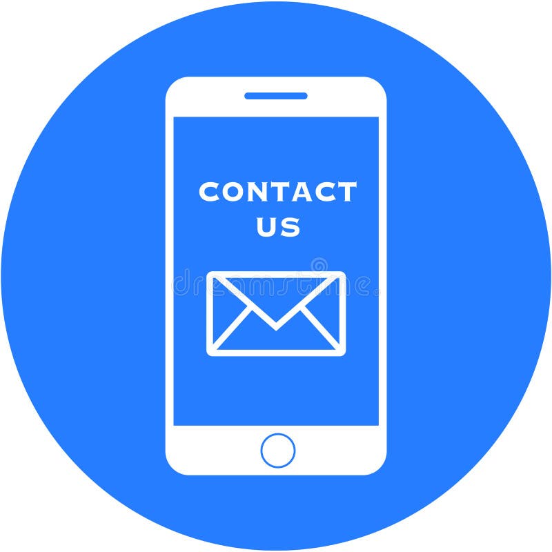 Blue Contact Us Design in a Flat Round Button Stock Illustration ...
