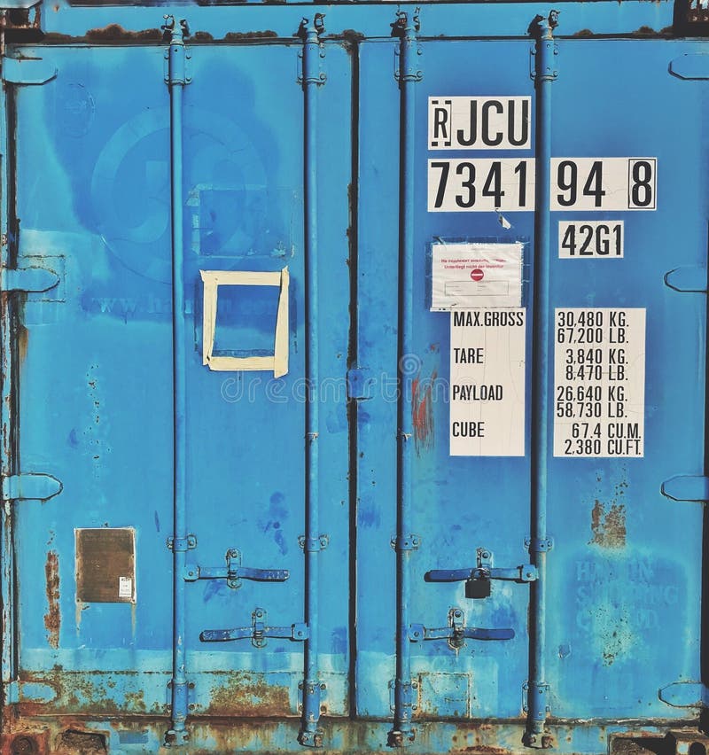 Blue container editorial stock image. Image of blue - 118933879