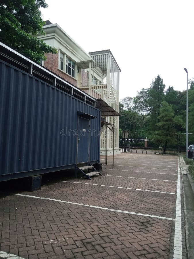 The Blue Container Building Stock Photo - Image of office, industrial ...
