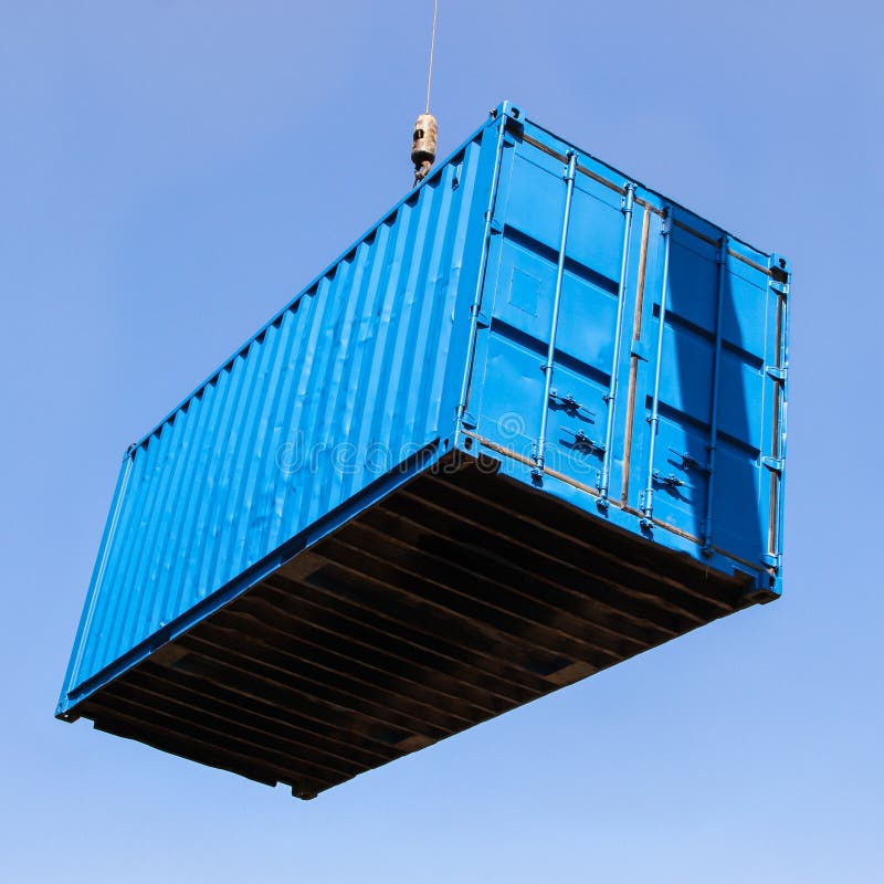 Blue container stock photo. Image of freight, loading - 50300092