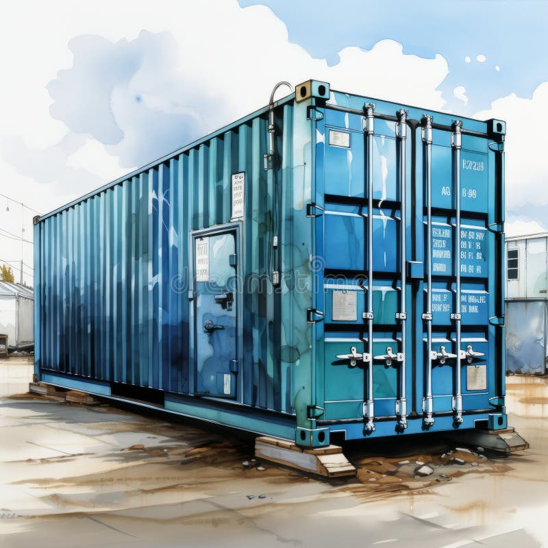 Blue Container with Doors Created with Generative AI Technology Stock ...