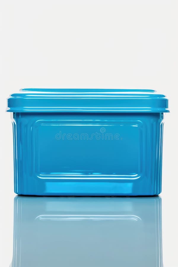 A Blue Container with a Lid Sitting on a Table, Perfect for Storing ...