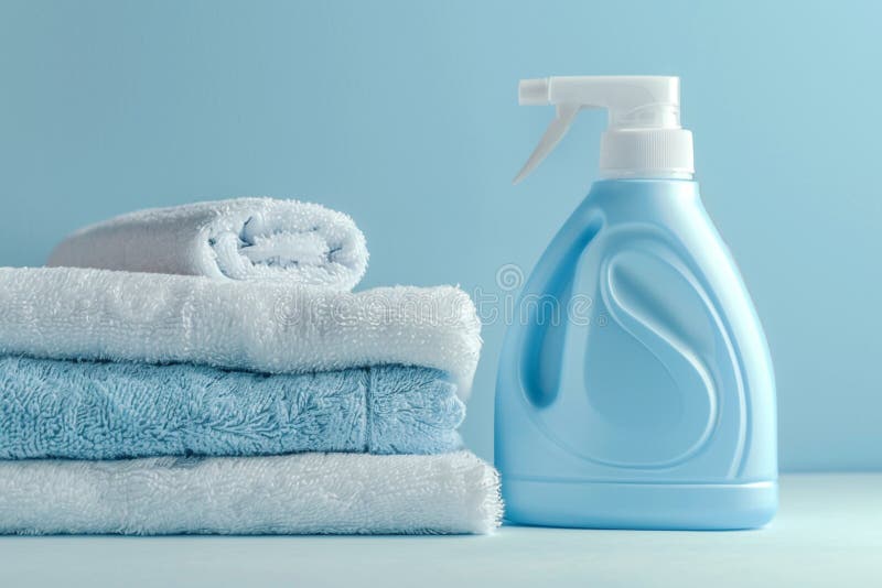 Blue Container for Liquid Laundry Detergent Against the Background of a ...