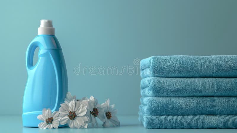Blue Container for Liquid Laundry Detergent Against the Background of a ...