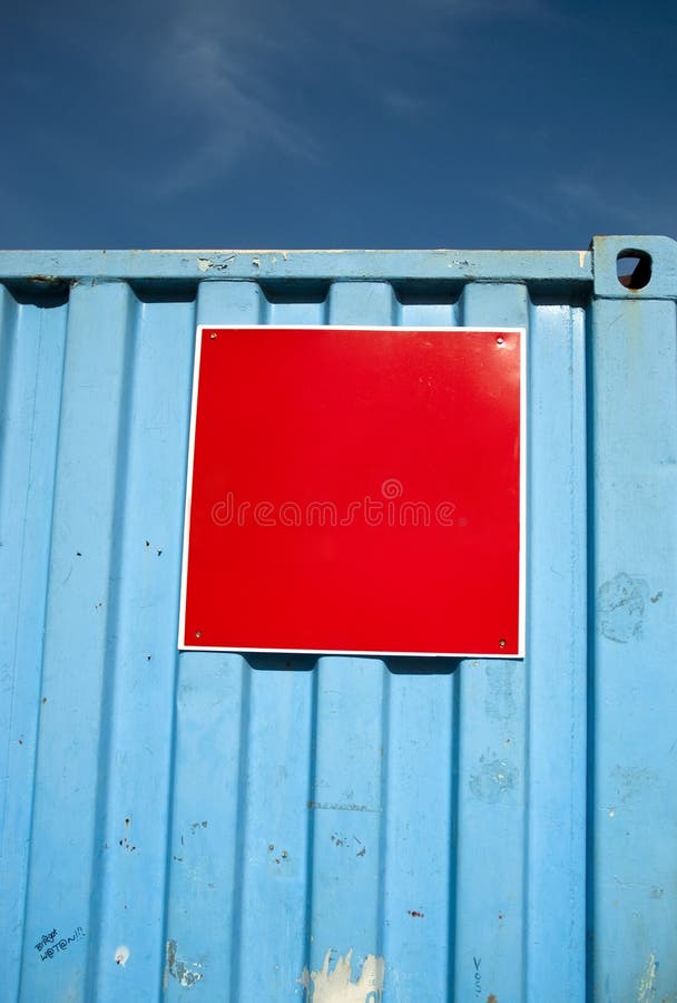 Blue Container with Red Square Stock Image - Image of container ...