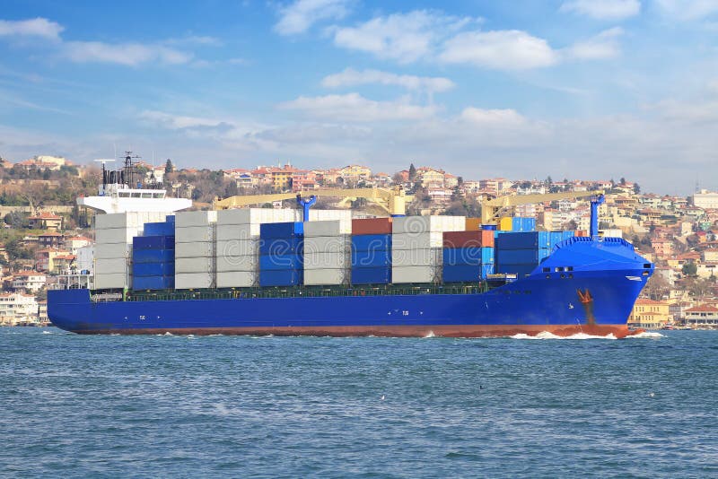 Commercial Vessel Ship and Port Container Dock Behind Use for Fr Stock ...