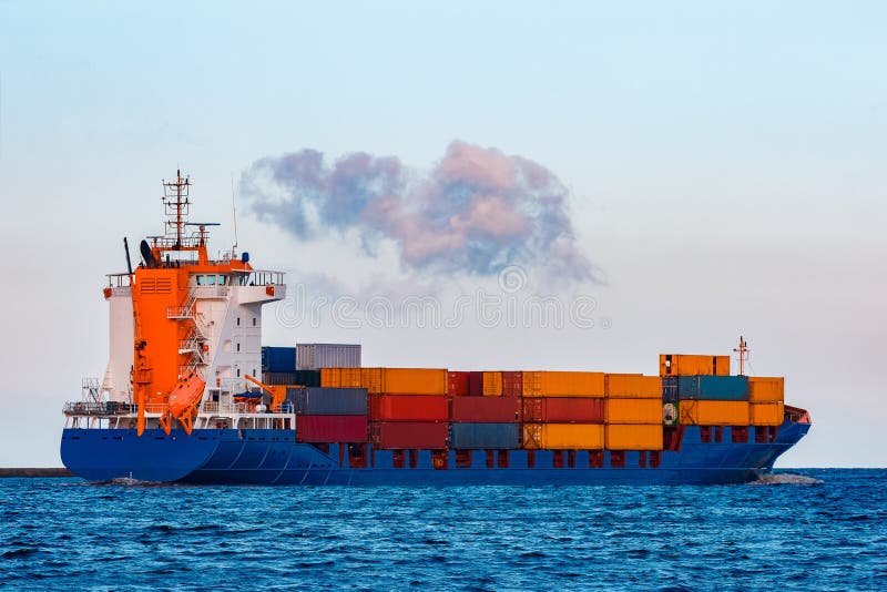 New blue container ship stock image. Image of industry - 115323567