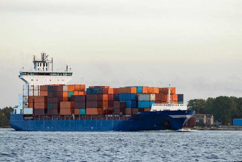 Blue container ship stock photo. Image of port, container - 87627766