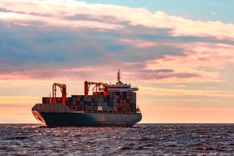 Blue Container Ship Underway Stock Photo - Image of ship, latvia: 112326662