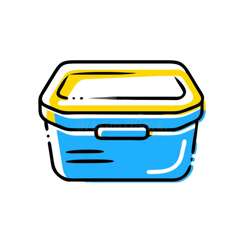 A Blue Container with a Yellow Lid Stock Image - Illustration of ...
