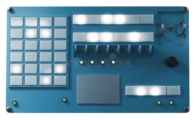 Blue Control Panel with Illuminated Lights Stock Photo - Image of clean ...