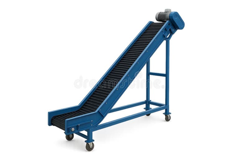 Blue Conveyor Belt with Rollers for Efficient Material Handling Stock ...