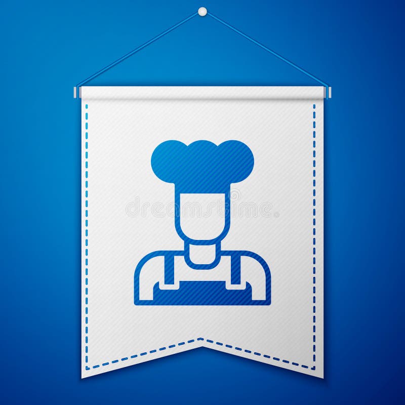 Blue Cook Icon Isolated on Blue Background. Chef Symbol. White Pennant ...