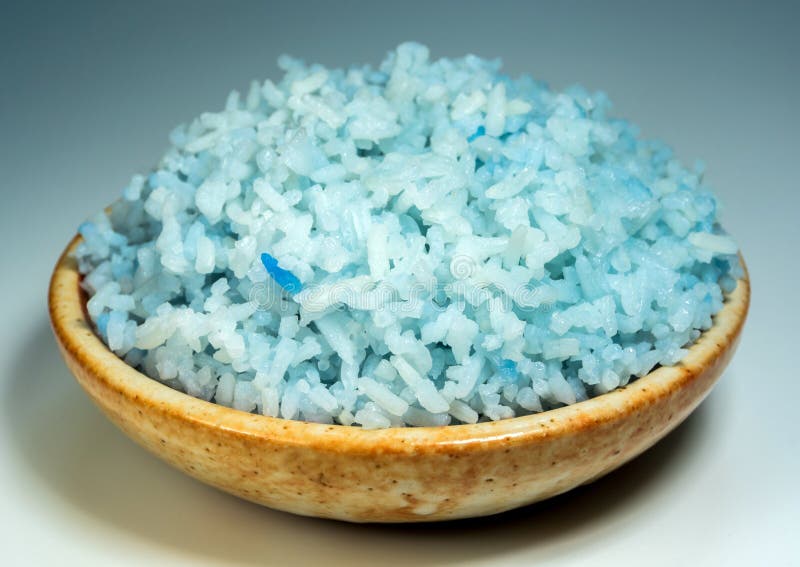 Blue Cooked Rice by Color of Butterfly Pea Flower Stock Image - Image ...