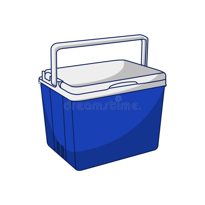 Blue Cooler Box Flat Vector Illustration Icon on White Background for ...