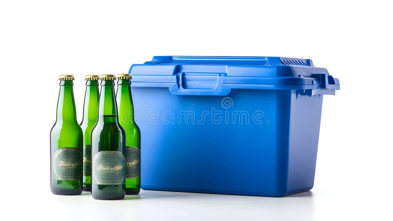 Blue Cooler Green Beer Bottles White Background Stock Photos - Free ...