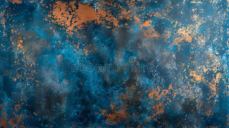 A Blue and Copper Abstract Painting Stock Photo - Image of peel, draw ...