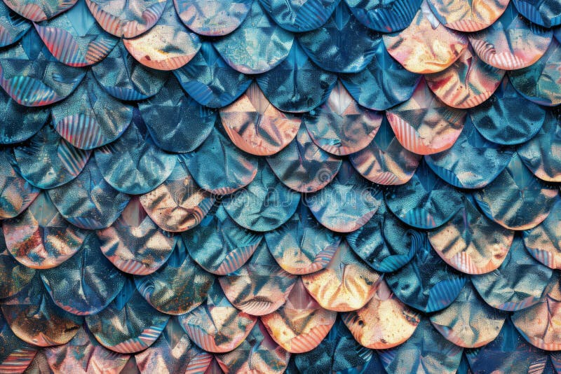 Blue and Copper-colored Metal Scales Stock Illustration - Illustration ...