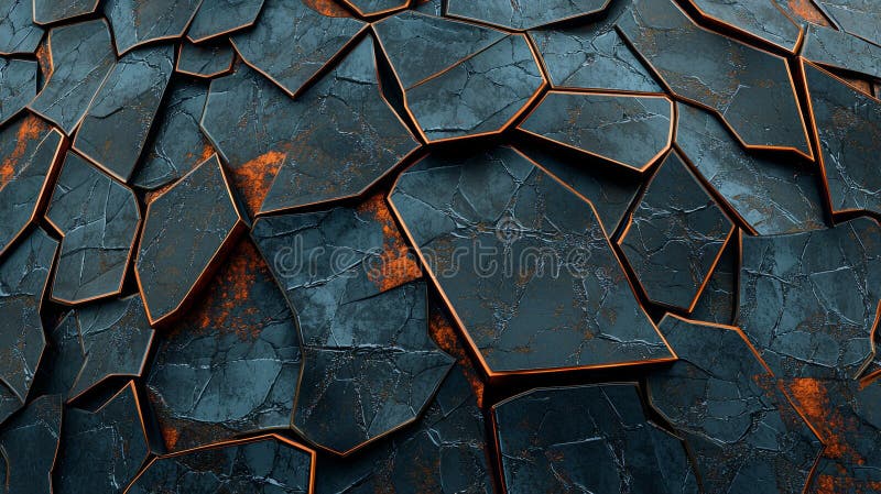 Blue and Copper Geometric Shapes Create an Abstract Background. Stock ...
