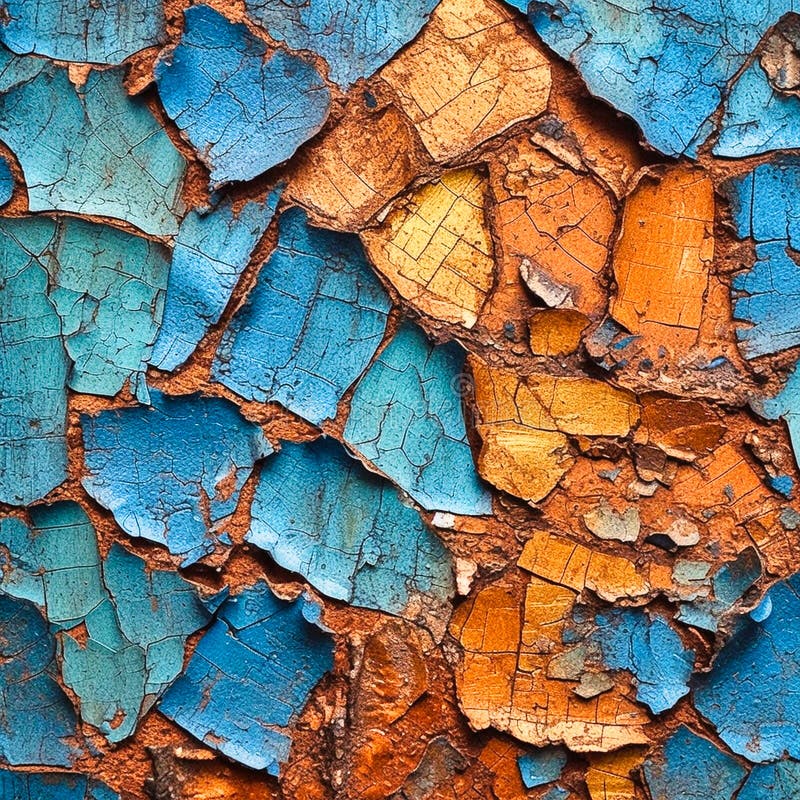 A Blue and Copper Painting with Rusty Peels, Generative AI Stock ...