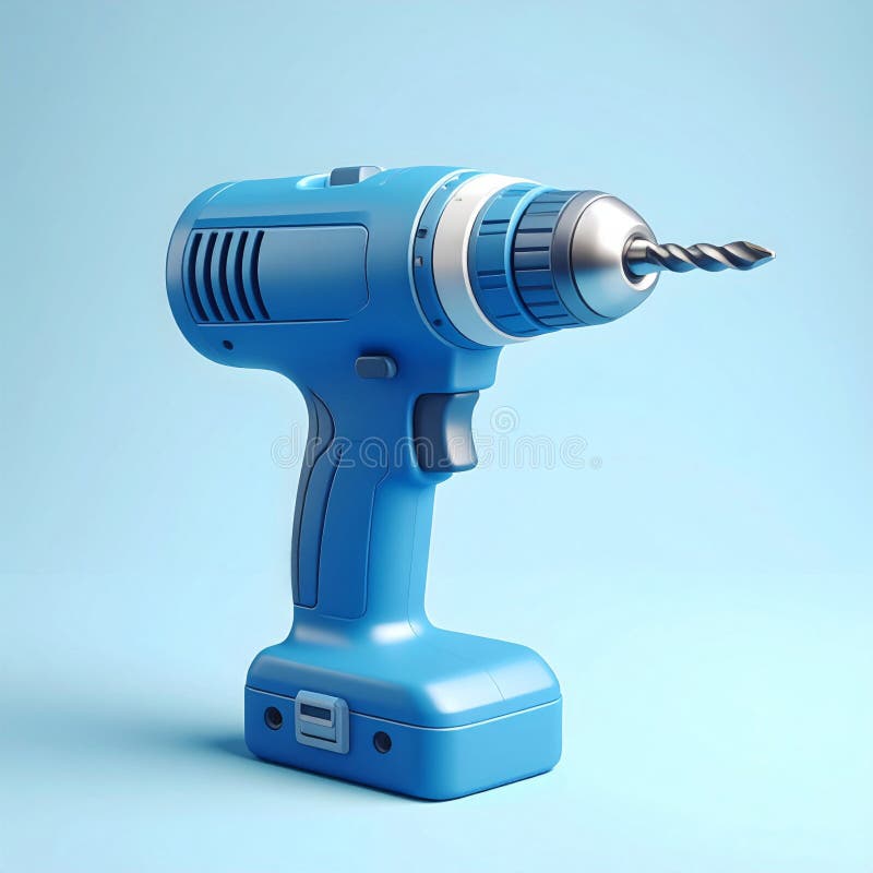 Blue Cordless Drill on Light Blue Background Stock Illustration ...