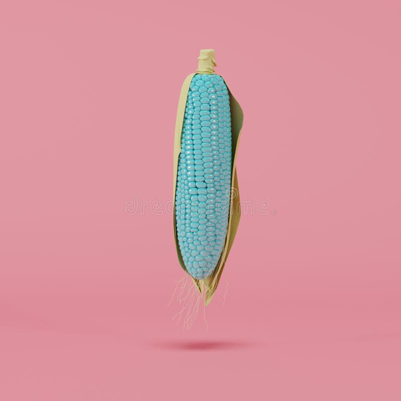 Blue Corn on Pink Background Stock Illustration - Illustration of ...