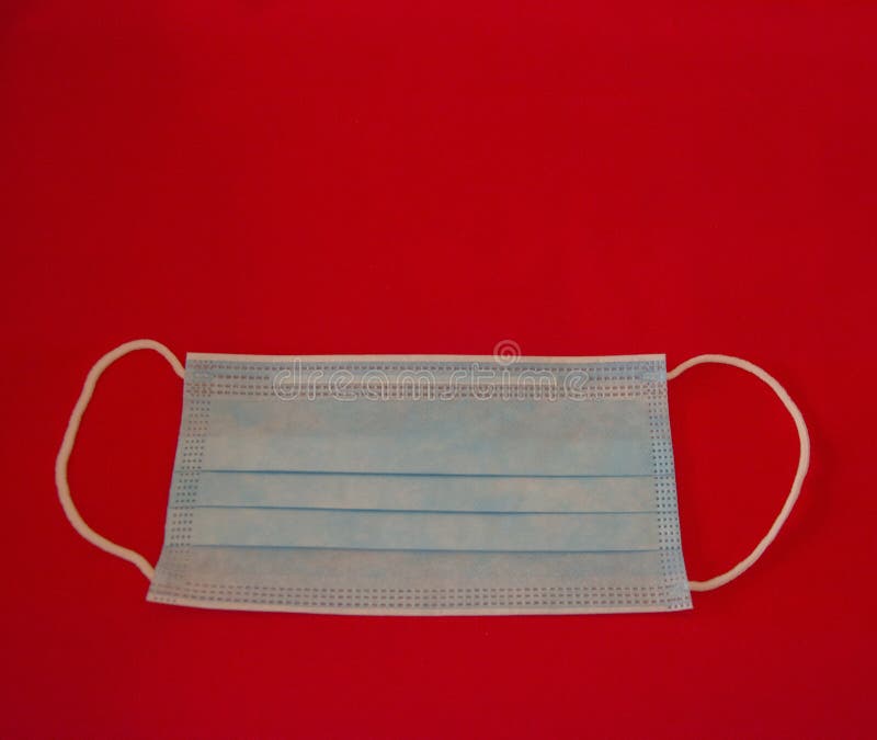 Blue Coronavirus Mask with Red Background, Copy-space Stock Image ...