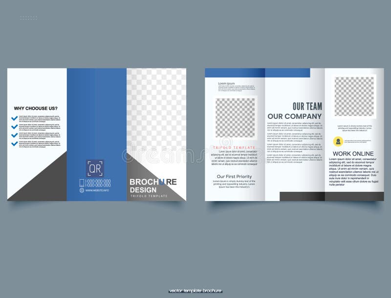 Blue Corporate Trifold Brochure Template. Vector Illustration Stock ...