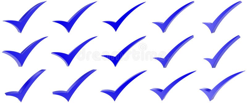 Blue Correct Mark Symbol on White Background 3d Rendering Stock ...