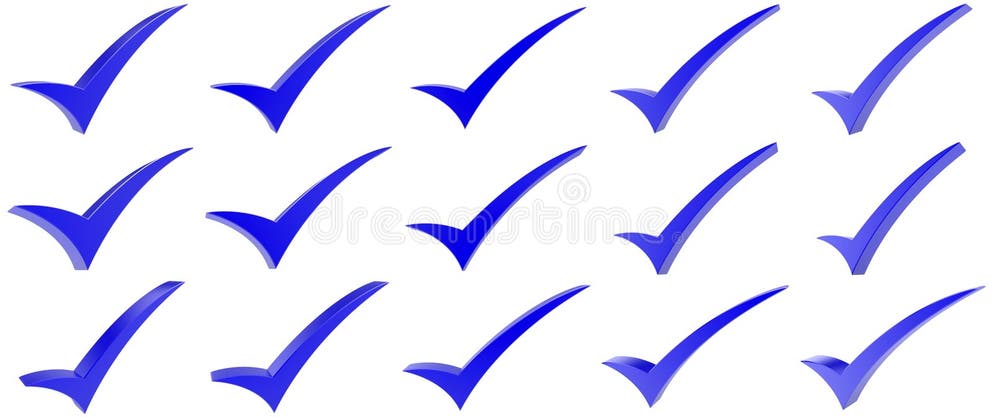 Blue Correct Mark Symbol Collection on White Background Stock ...