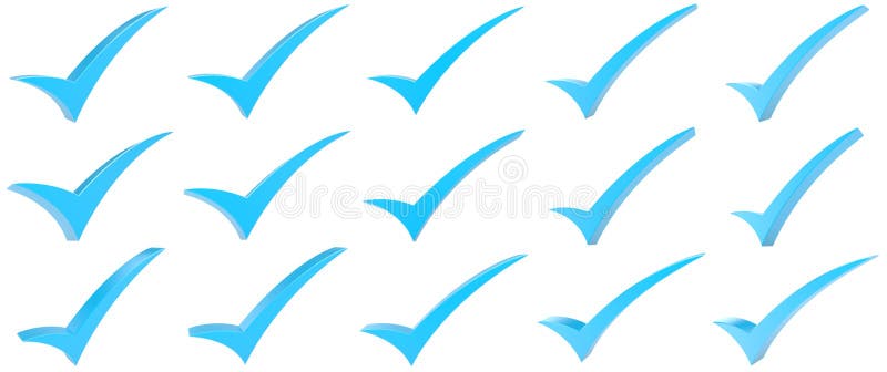 Blue Correct Mark Symbol on White Background 3d Rendering Stock ...