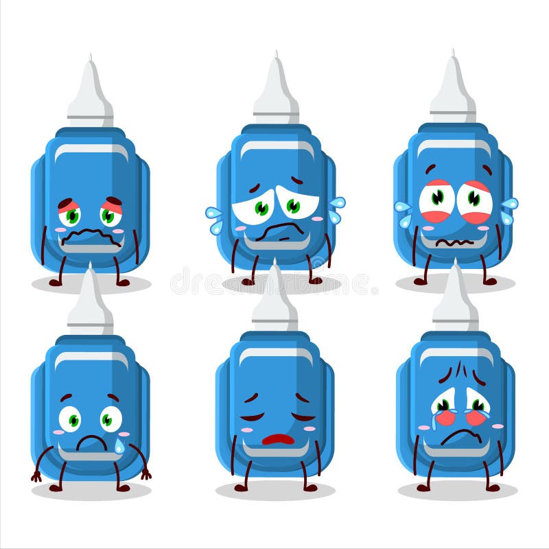 Blue Correction Pen Cartoon Character with Sad Expression Stock Vector ...