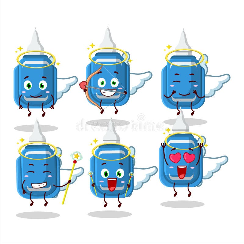 Blue Correction Pen Cartoon Designs As A Cute Angel Character Stock
