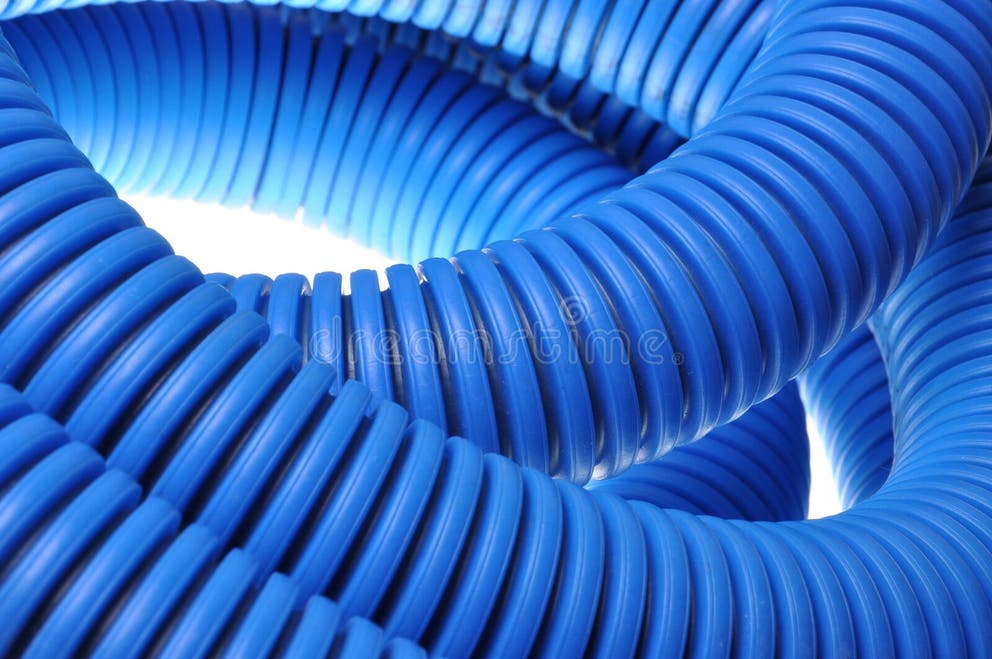 Blue Corrugated Pipe for Electrical High-voltage Cables Stock Image ...