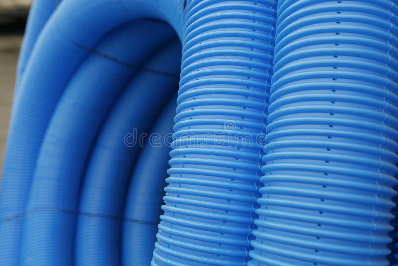 Blue corrugated tube stock photo. Image of sanitation - 62584412