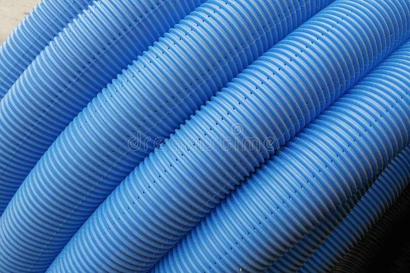 Blue corrugated tube stock photo. Image of works, corrugated - 62584660