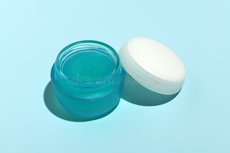 Blue cosmetic cream jar stock image. Image of freshness - 264012865