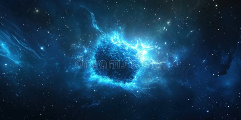 Blue Cosmic Energy in Deep Space Depicting a Stellar Explosion Concept ...