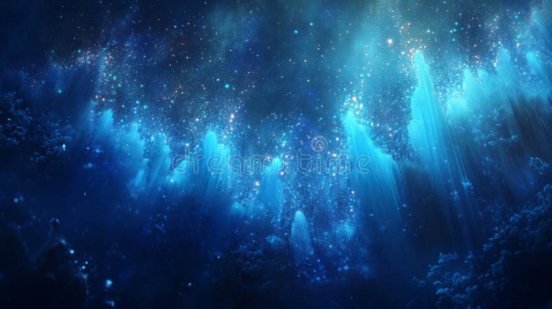 Blue Cosmic Nebula with Sparkling Stars Stock Illustration ...