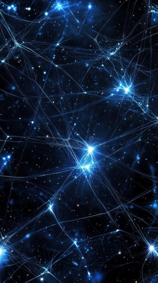Blue Cosmic Network of Glowing Interconnected Stars in Deep Space Stock ...