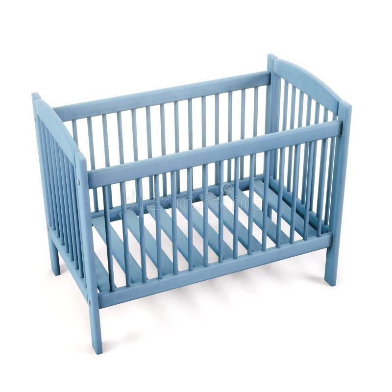 Blue Cot Isolated on White Background. 3d Rendering. Stock Illustration ...
