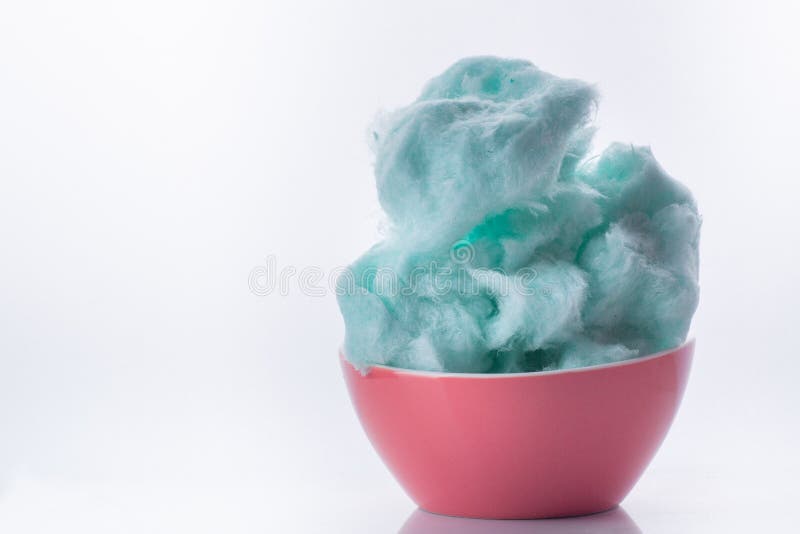 Blue Cotton Candy in Bowl on White Background Stock Image - Image of ...