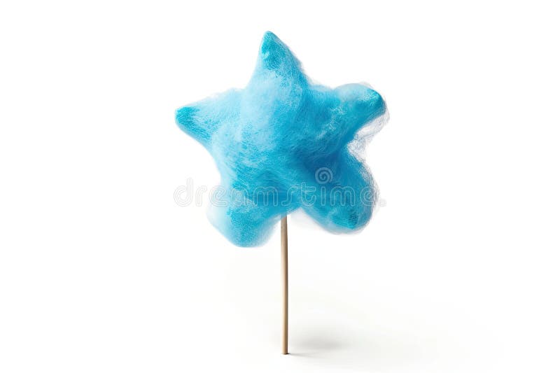 Blue Cotton Candy on Stick in Shape of Star Isolated on White ...