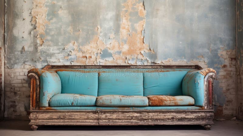 Rustic Vintage Couch with Distressed Surfaces and Urban Industrial ...