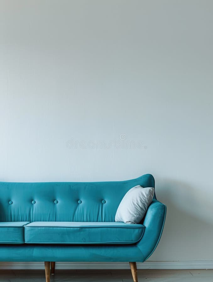 Blue Couch in Living Room stock photo. Image of relaxation - 382596432