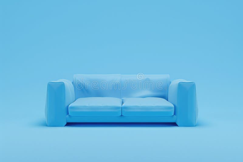 A Blue Couch is Sitting on a Blue Background Stock Image - Image of ...