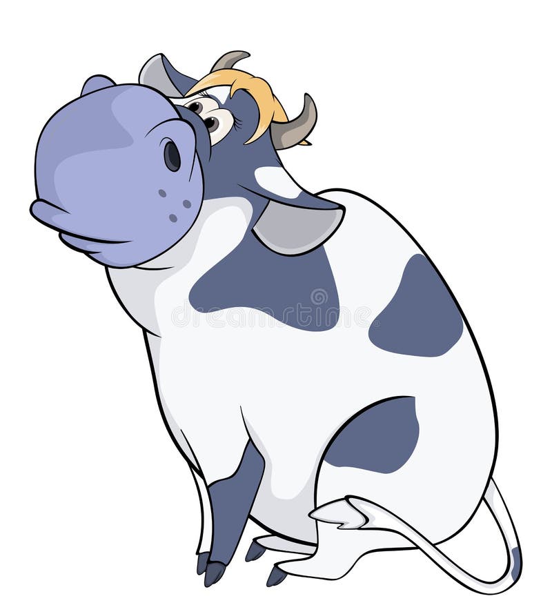 Blue cow. Cartoon stock vector. Illustration of horns - 45609381