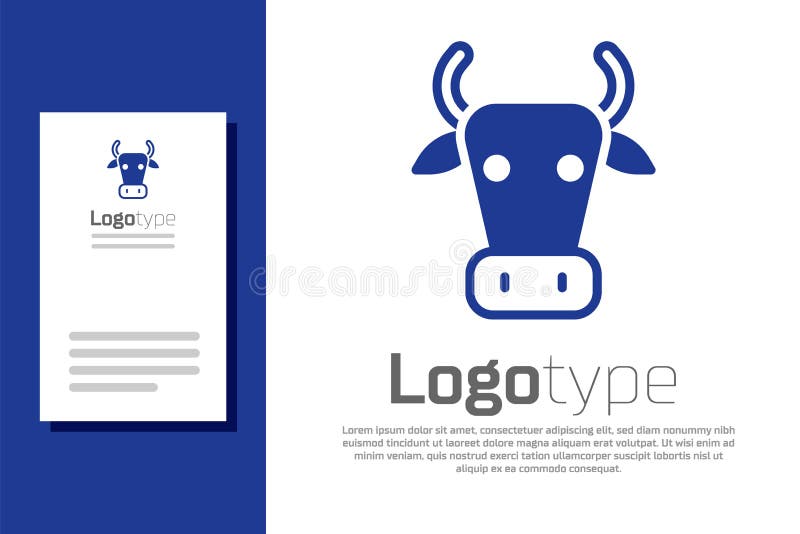 Blue Cow Icon Isolated on White Background. Logo Design Template ...